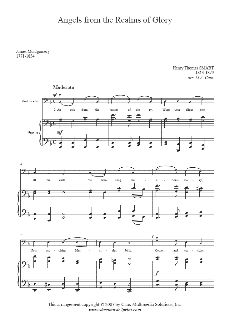 Angels From The Realms Of Glory - Cello – Sheetmusic2print