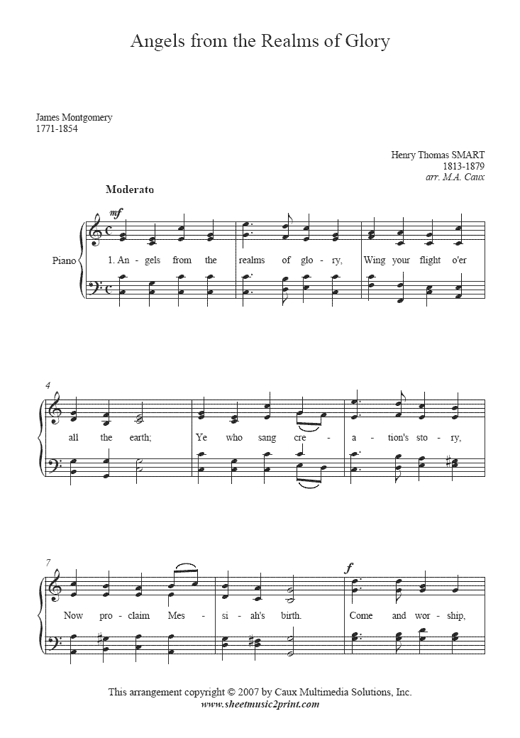 Angels From The Realms Of Glory – Sheetmusic2print