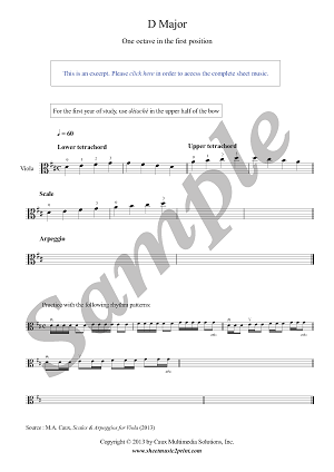 D Major Scale for Viola Beginners – Sheetmusic2print