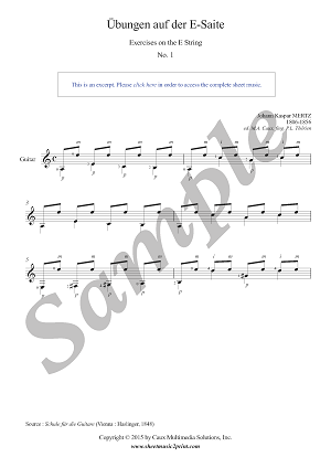 Mertz : Exercise 1 on the E String – Sheetmusic2print