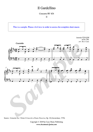 Vivaldi : Il Gardellino - Cantabile - Piano – Sheetmusic2print
