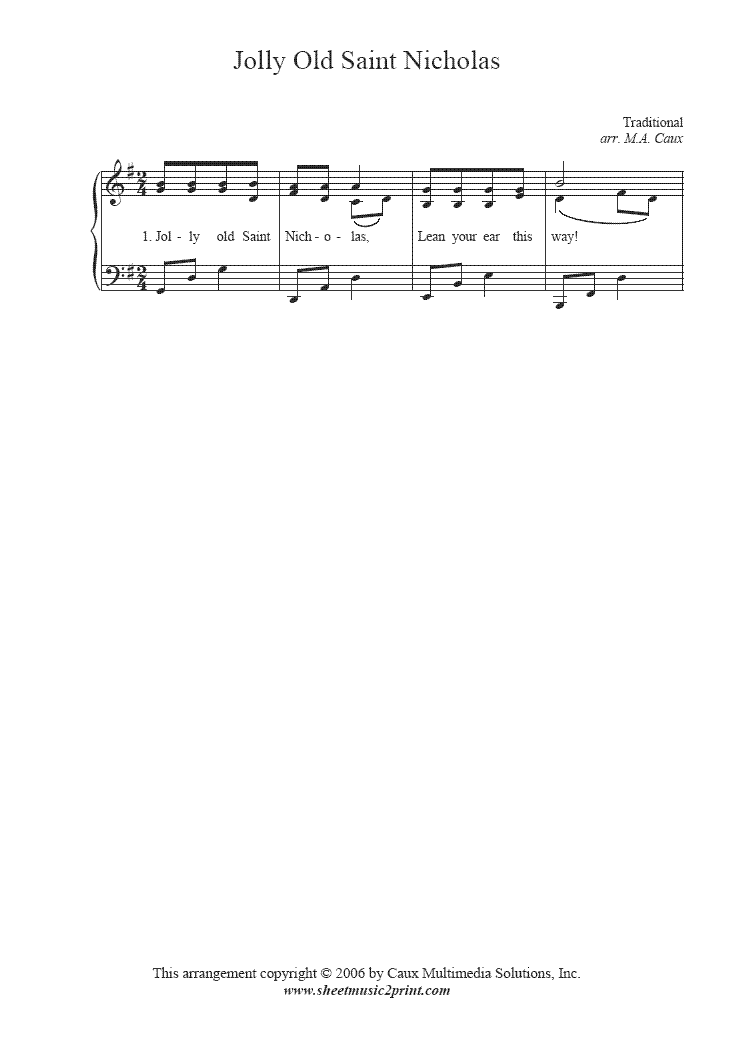 Jolly Old Saint Nicholas – Sheetmusic2print