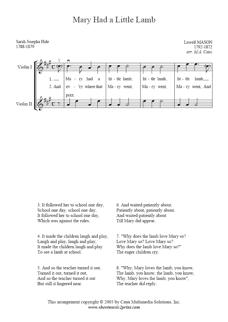 Recorder Songs Mary Had A Little Lamb