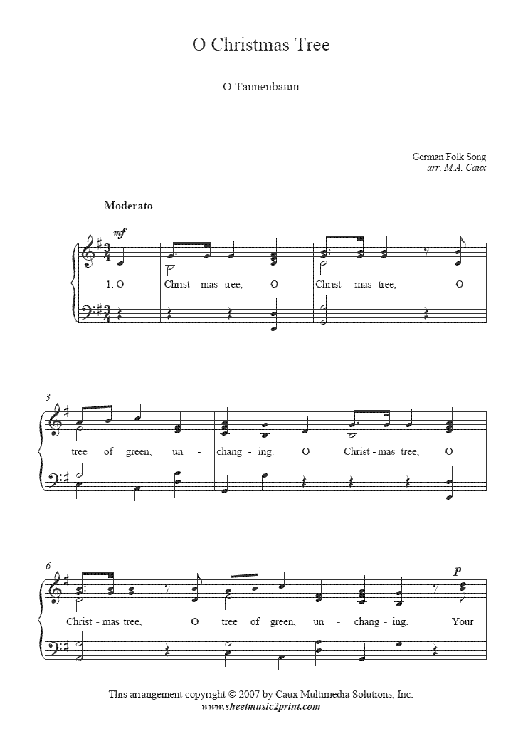 O Christmas Tree – Sheetmusic2print