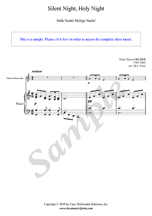 Silent Night - Descant Recorder – Sheetmusic2print