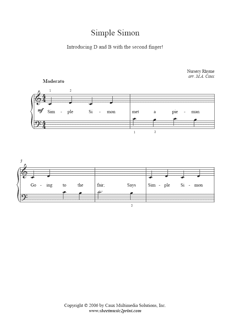 Simple Simon – Sheetmusic2print