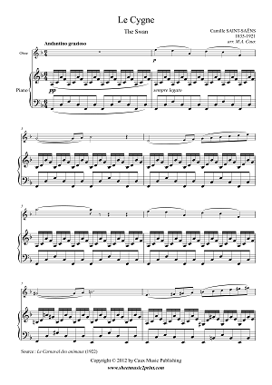 Saint-Saens : Cygne - Swan - Oboe – Sheetmusic2print