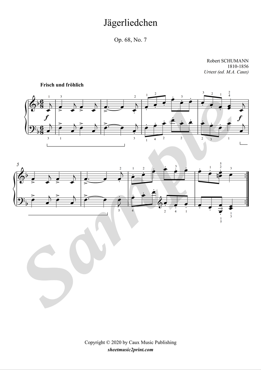 Schumann : Hunting Song, op. 68, no. 7 – Sheetmusic2print