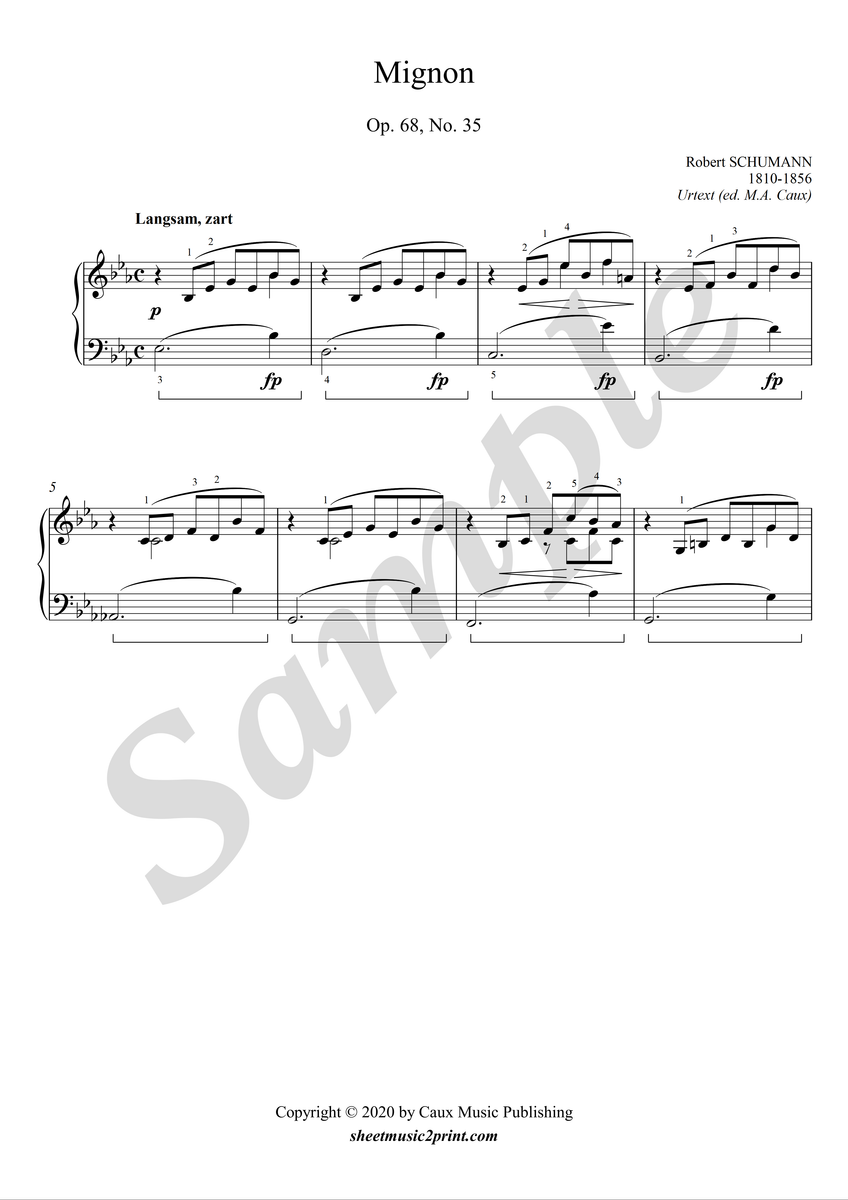 Schumann : Mignon, op. 68, no. 35 -- Urtext – Sheetmusic2print