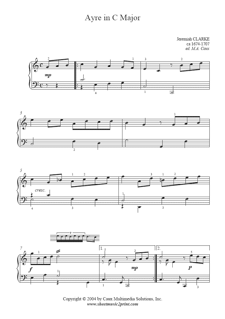 Clarke : Ayre in C Major – Sheetmusic2print