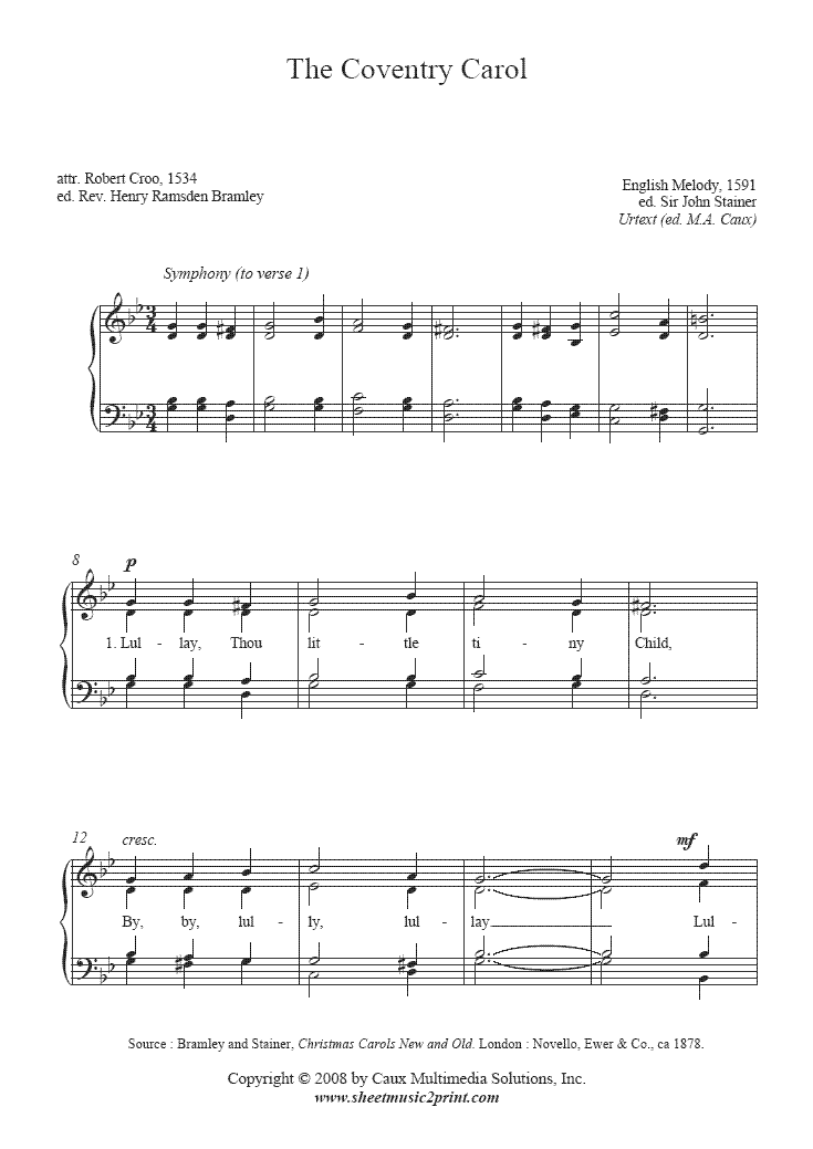 The Coventry Carol – Sheetmusic2print