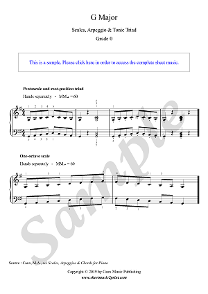 G Major - Grade 0 – Sheetmusic2print