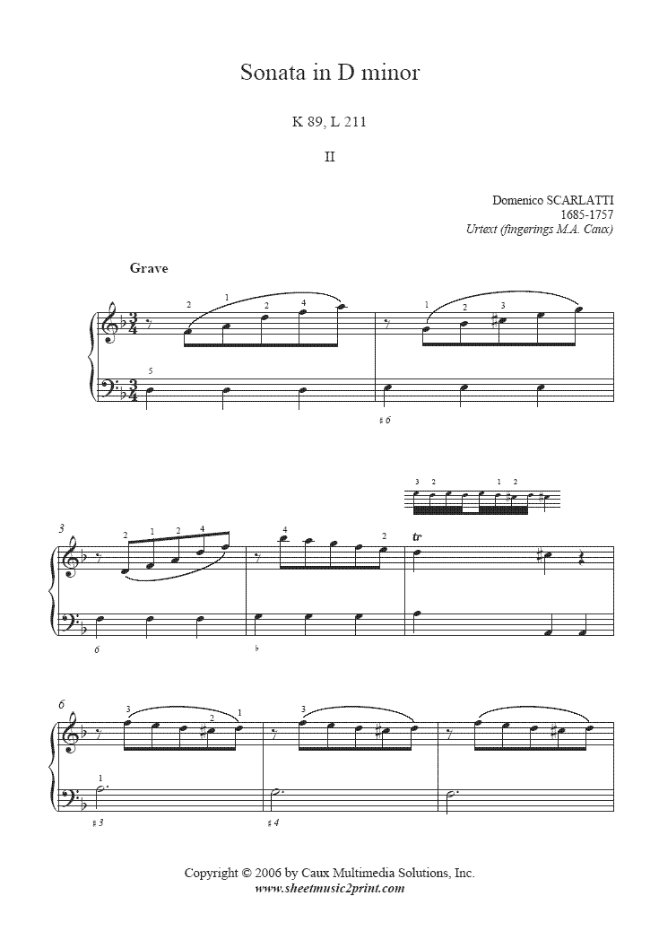 Scarlatti : Sonata K 89, L 211 (II) – Sheetmusic2print