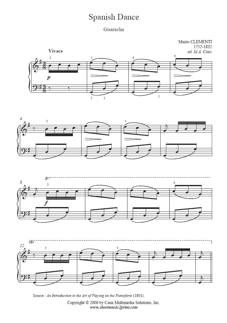 Clementi : Spanish Dance in G Major – Sheetmusic2print