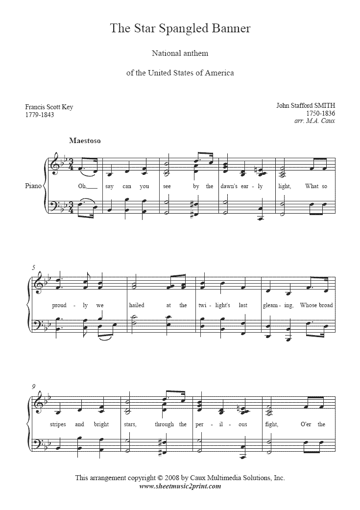 Star Spangled Banner – Sheetmusic2print